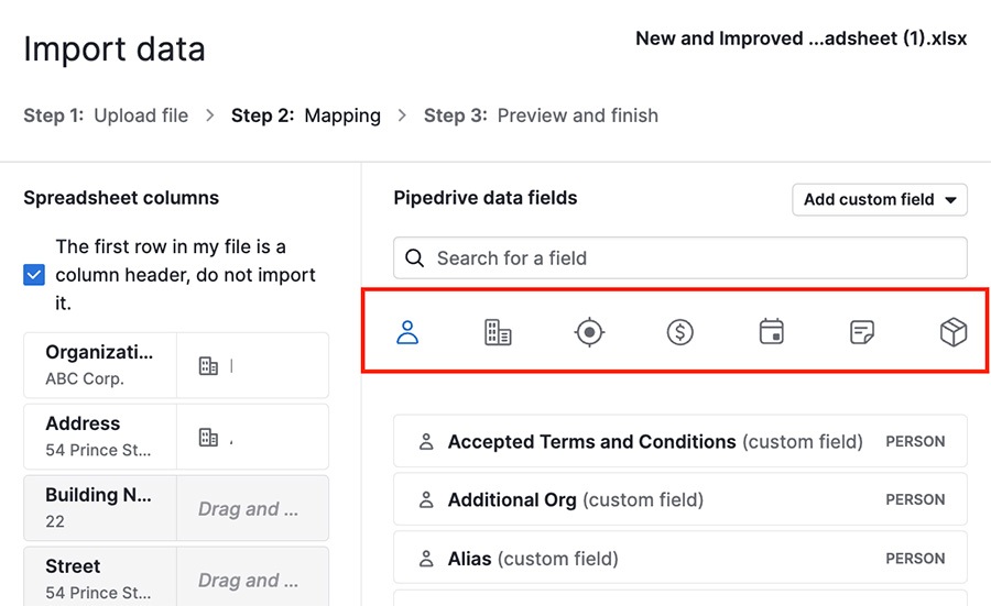 Import fields - Knowledge Base | Pipedrive
